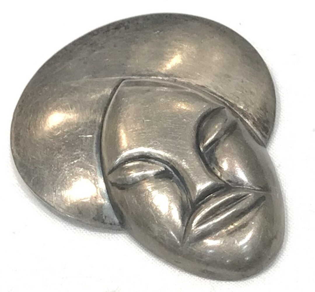 Nice Vintage Sterling South Asian Face Mask Brooch - Etsy
