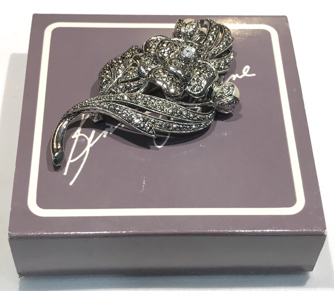 Vintage KJL for Avon Flower Pin: Antique Silver Tone Brooch - Etsy