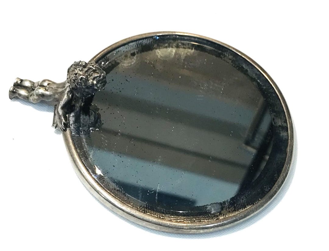 Vintage Silver Plated Cherub Compact Mirror: Two-way Magnifying - Etsy