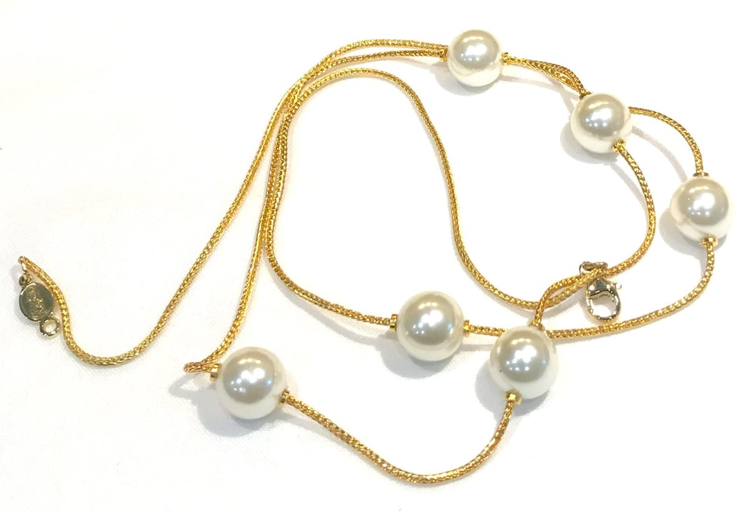 Pretty Vintage Napier Faux Pearl Golden Rope Chain Necklace - Etsy