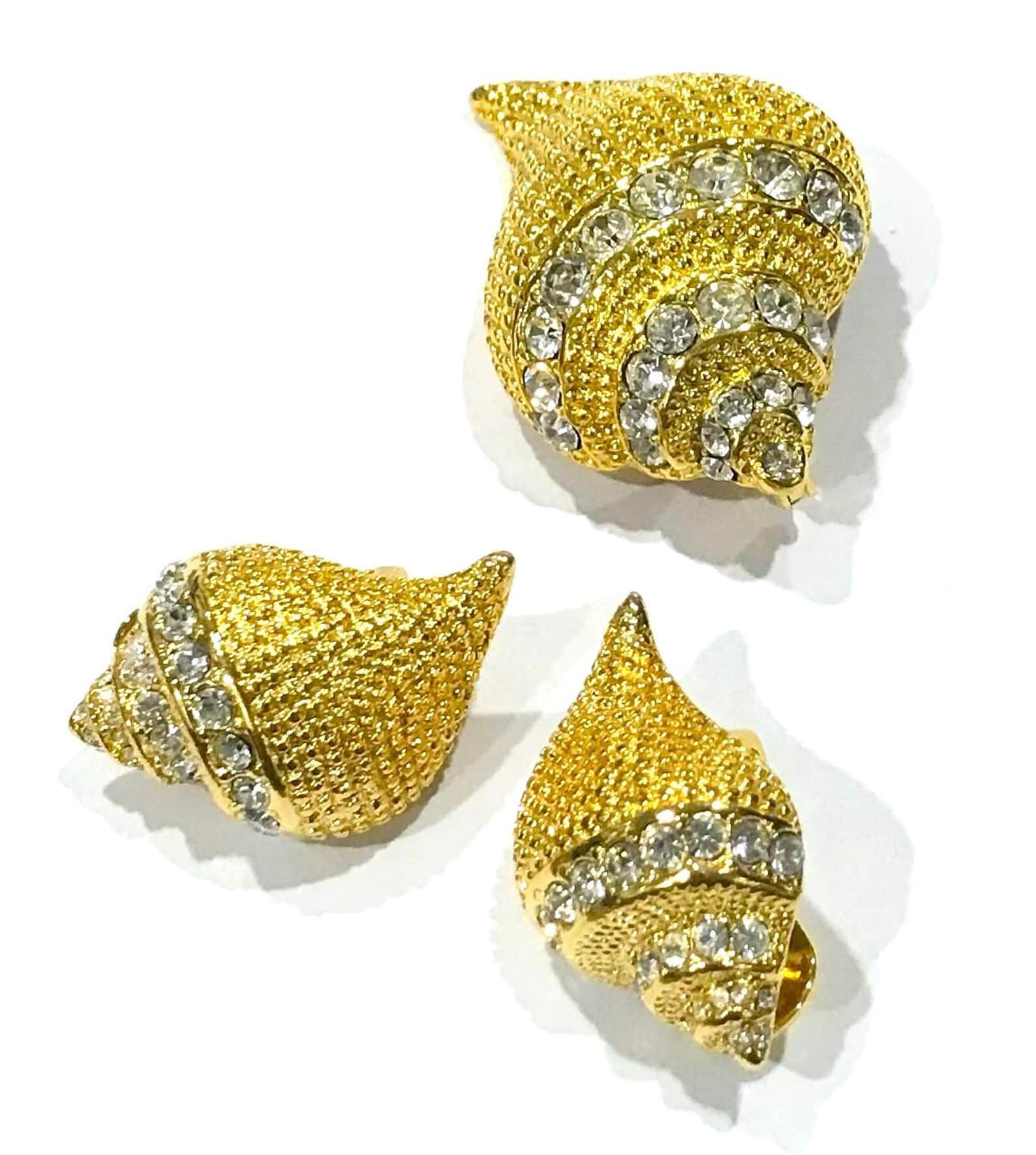 Vintage KJL (kenneth Jay Lane) Rhinestone Conch Shell Brooch/enhancer ...