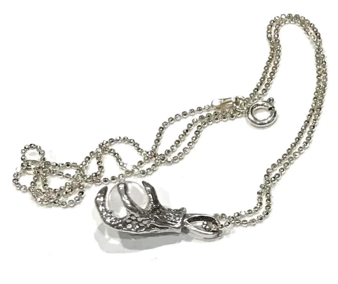 Nice Sterling Silver Textured Bird Talon and Clear Crystal Ball Pendant ...