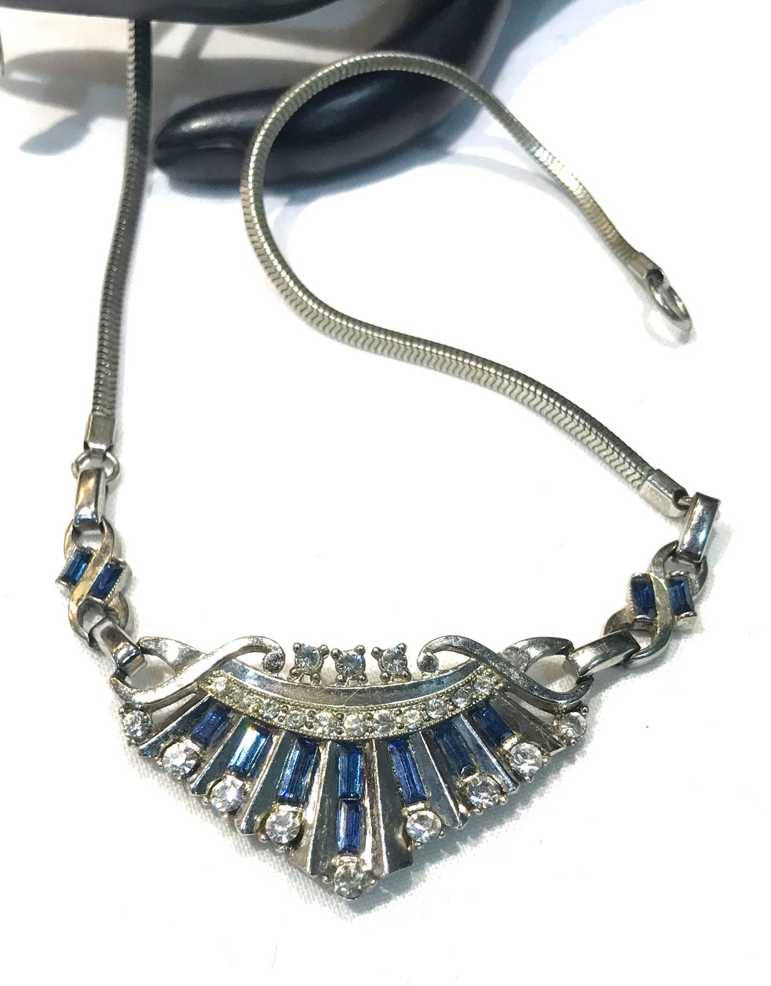 Beautiful Vintage Lustern louis Stern Co. Art Deco Blue Baguette and ...