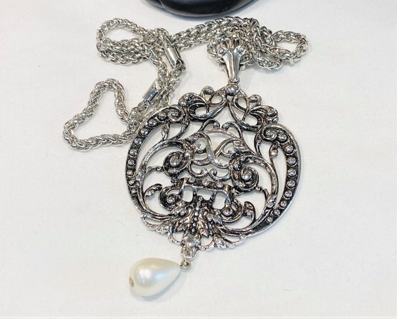 Large Vintage Avon Open Work Silver Tone Pendant - Etsy