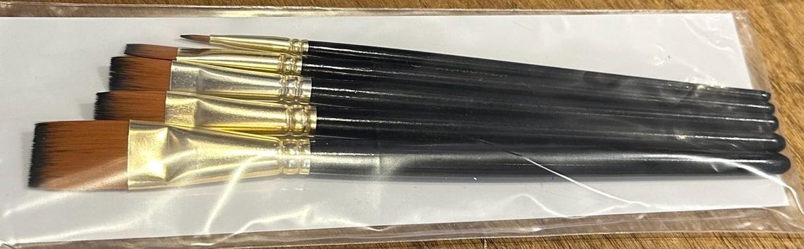 5 Pc Paint Brush Set, Wash, Flat Brush Set for Acrylic, Oil, or ...