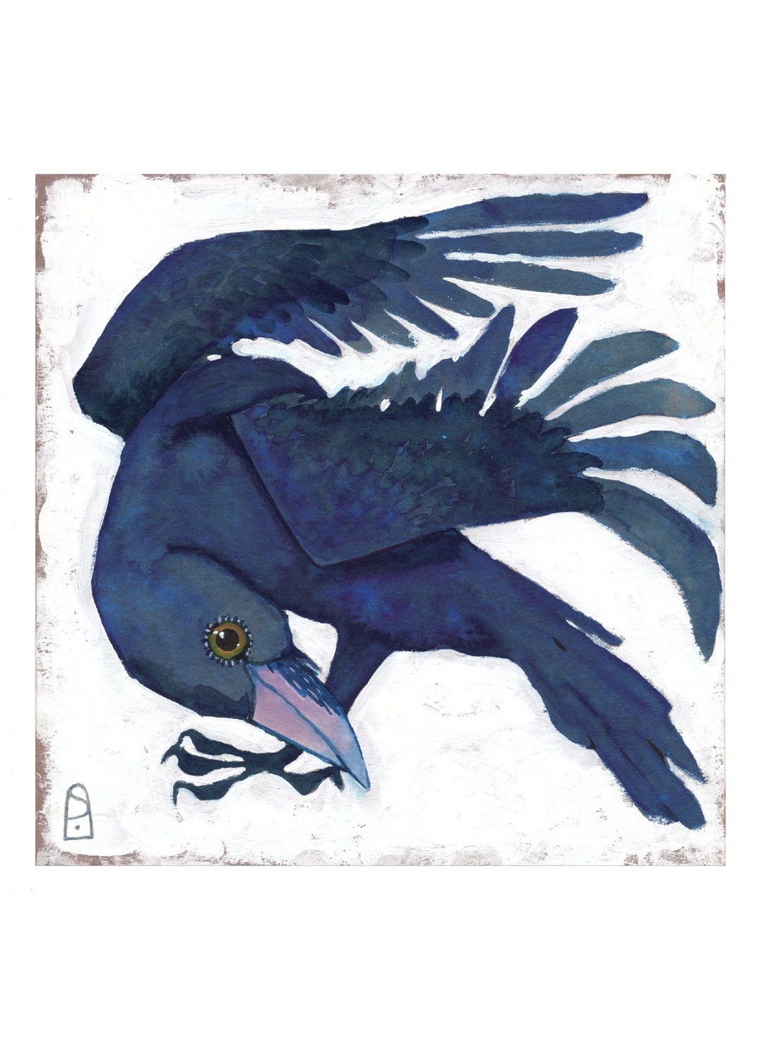Happy Blue Raven A4 Sized High Quality Print on 300gsm Gesso Paper - Etsy