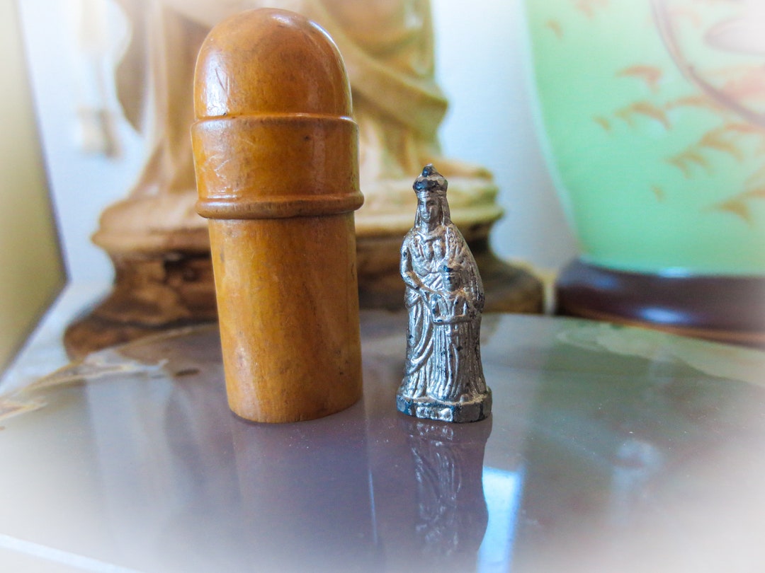 Antique French Pocket Saint: Virgin Mary and Child Miniature Statue - Etsy