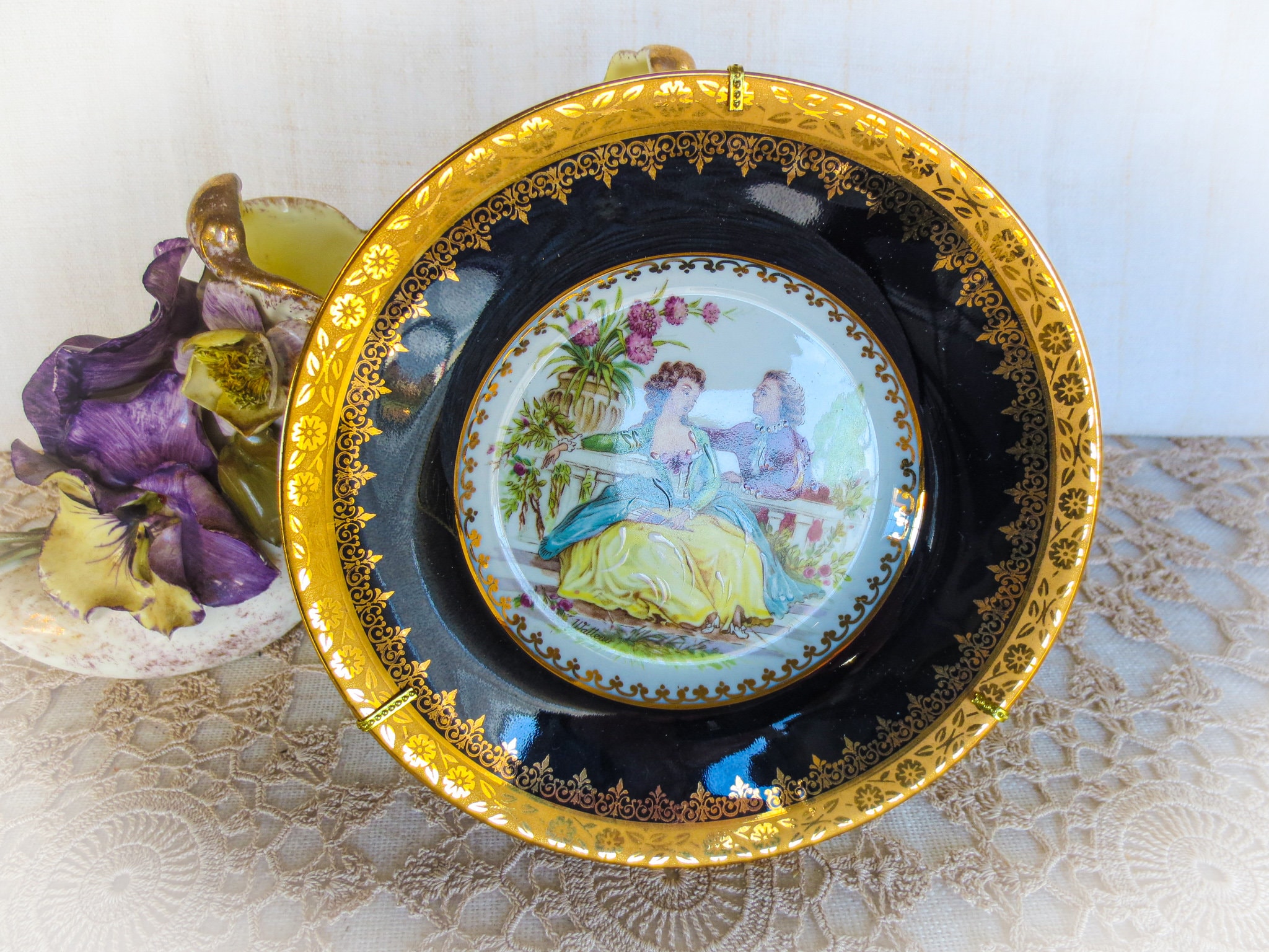 French Vintage Limoges Porcelain Miniature Plate With Stand | Etsy