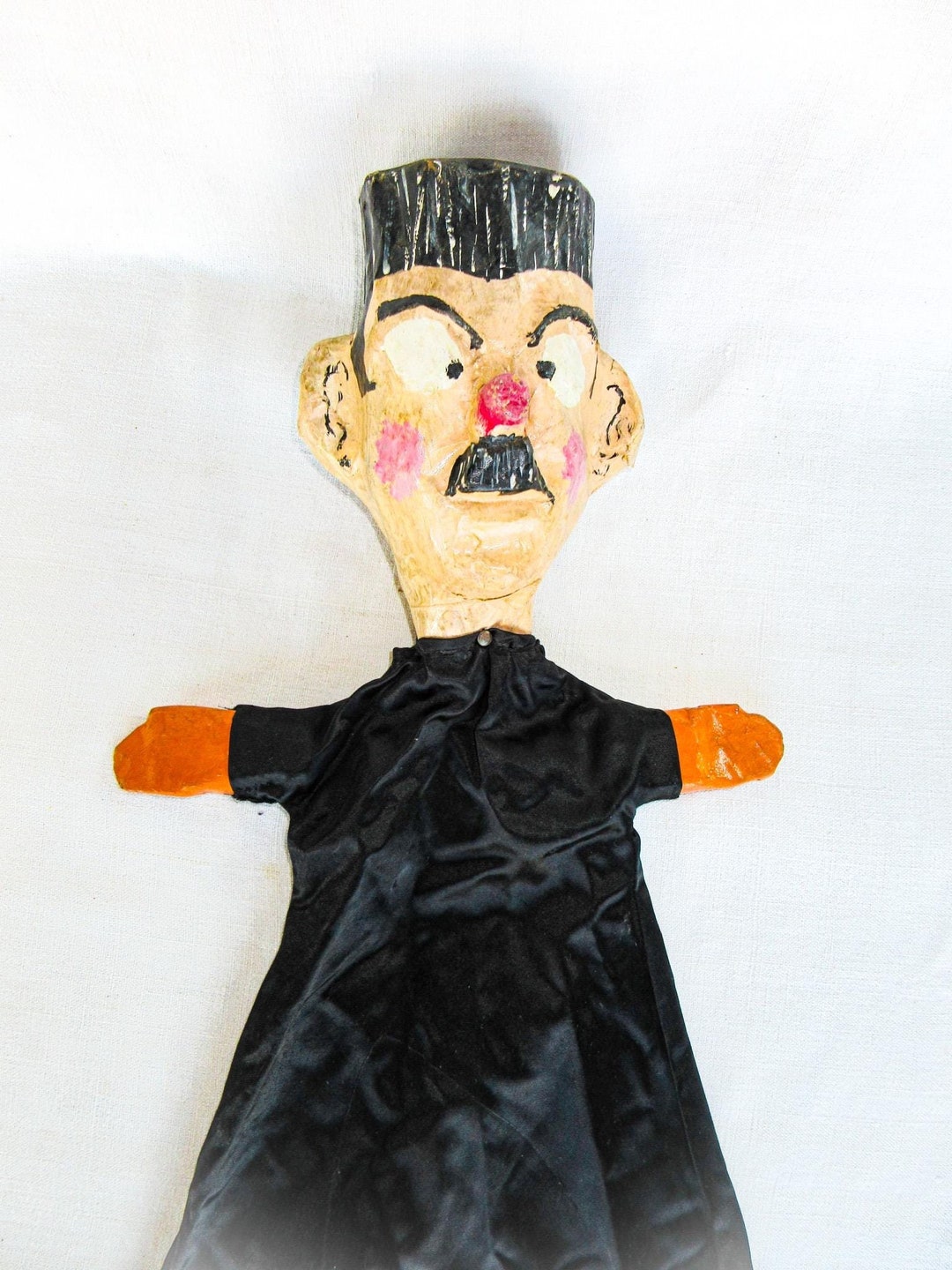 French Antique Puppet, Priest Hand Puppet, Priest, Paper Mache Head ...