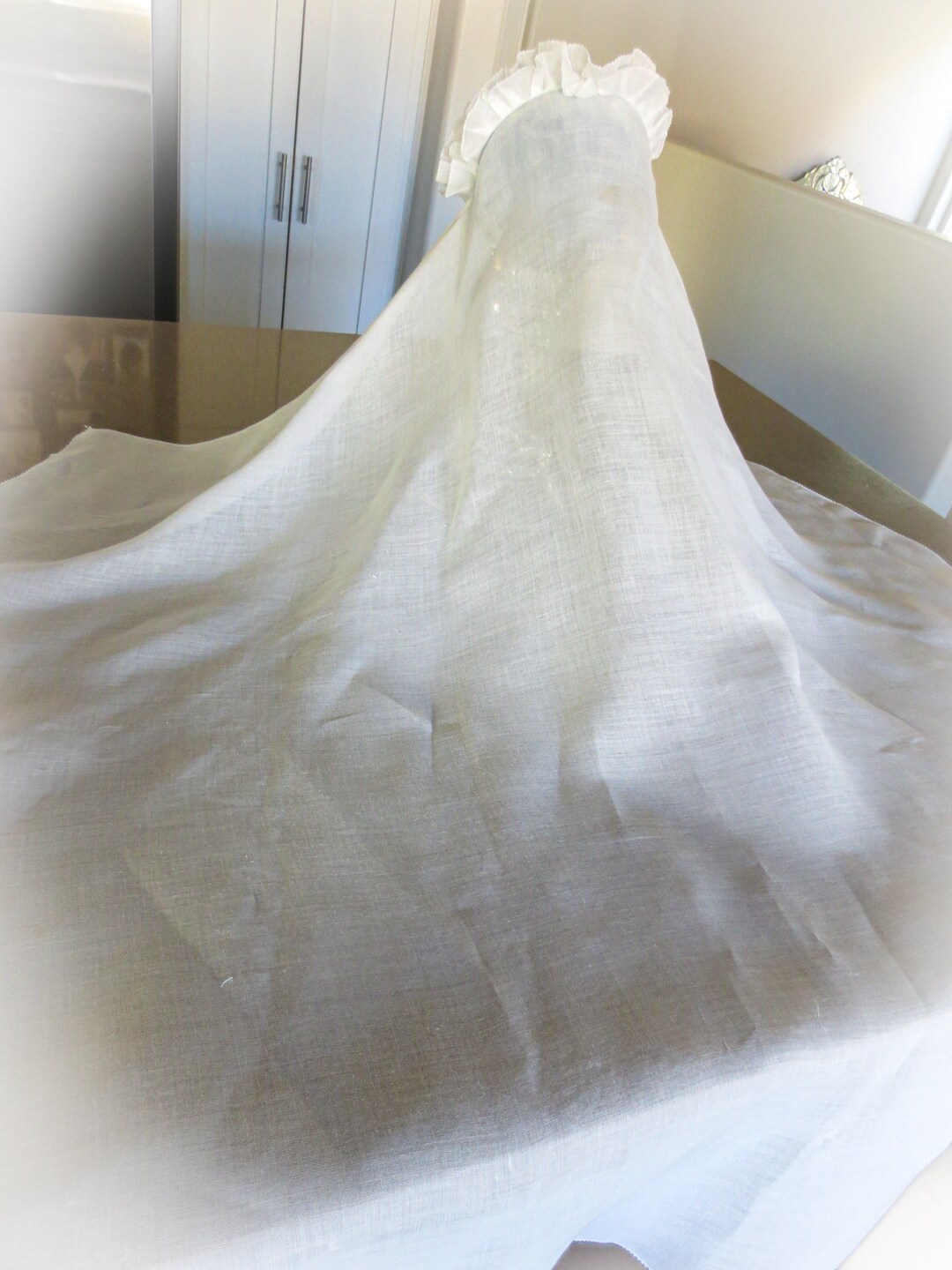 Confirmation Fichu Shawl, French Vintage, White Cotton, Lace Trim on ...