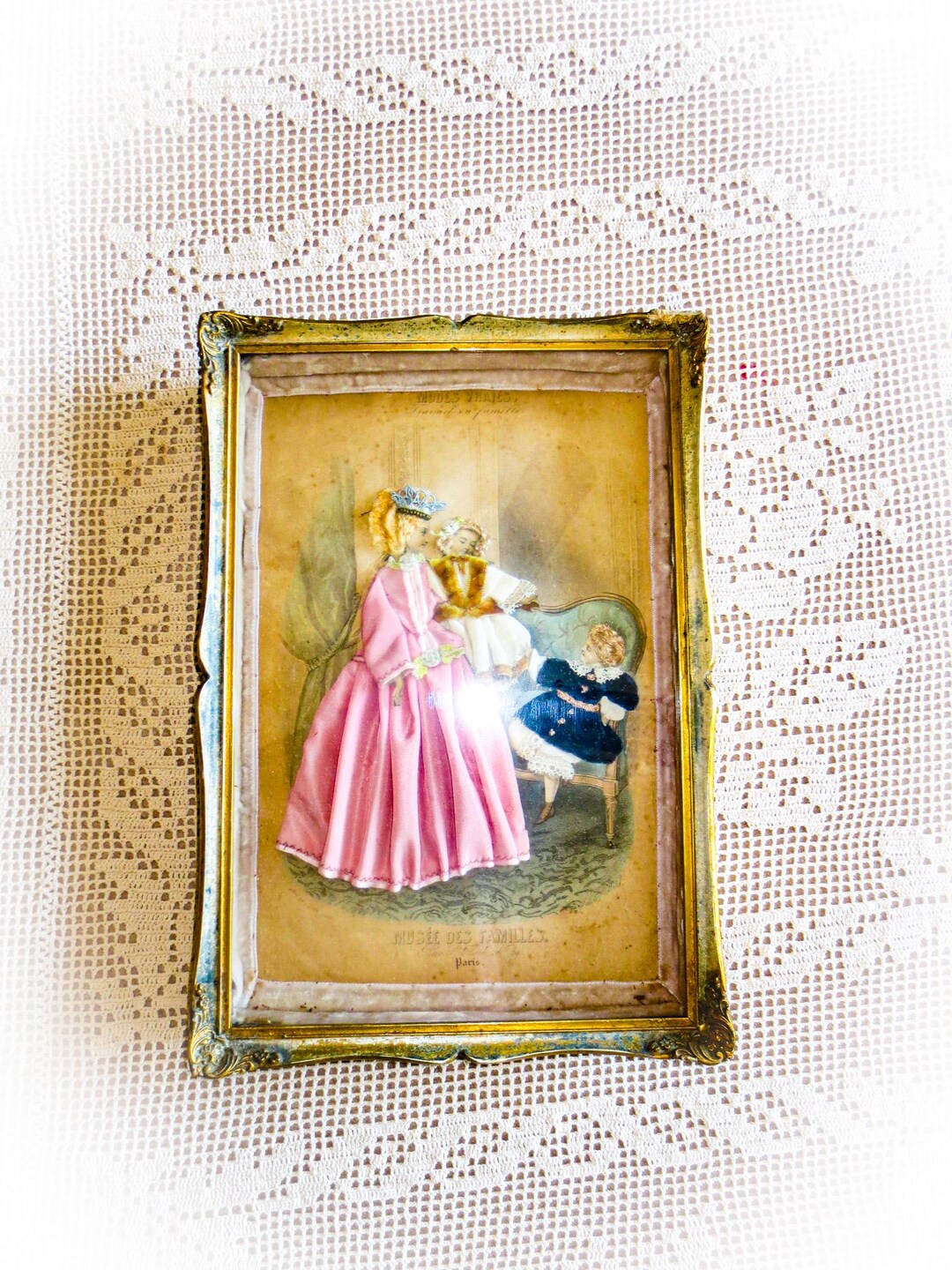 Antique French Shadow Box: Silk & Human Hair Art, Musee De Famille - Etsy