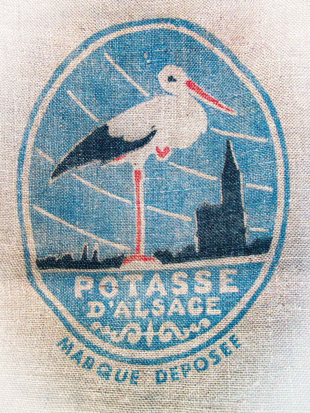 Save for John Vintage French Burlap Grain Sack: Alsace Stork Print - Etsy