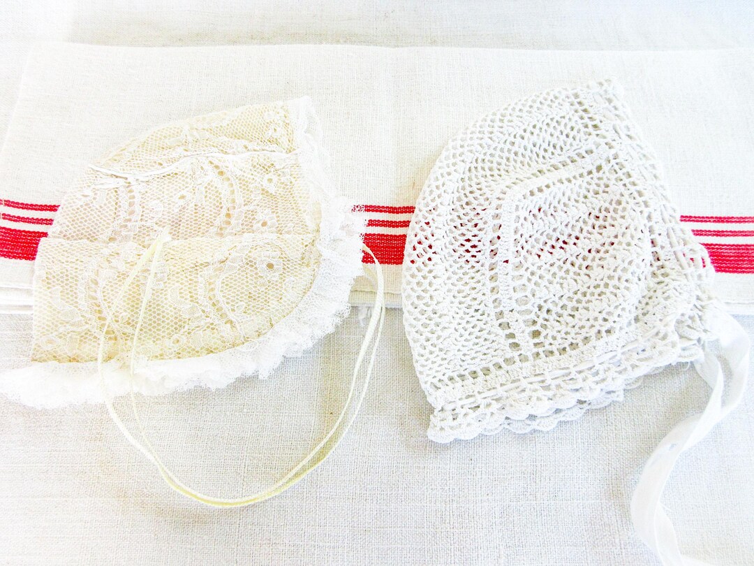 French Embroidered Lace Bonnets: Handmade Child's Hats, Mid 1900s - Etsy