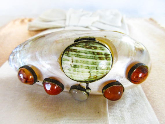 Antique Shell Snuff Box, Victorian Little Purse, Moth… - Gem