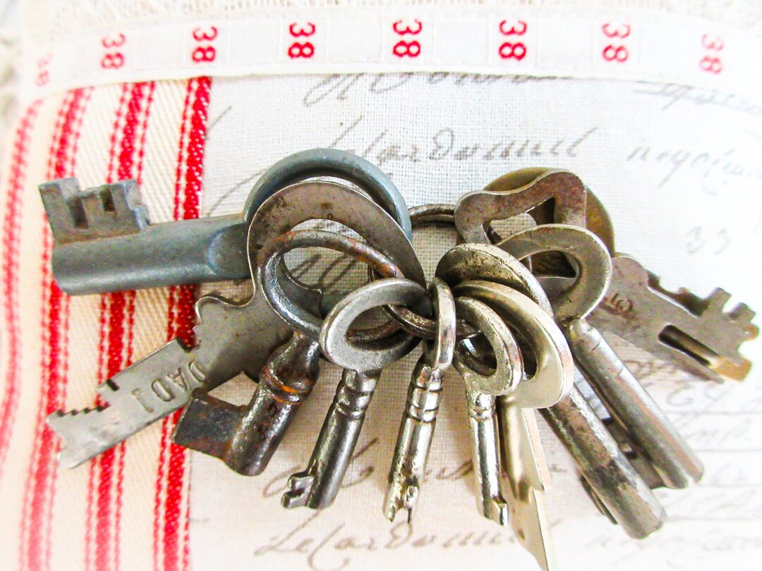 Antique French Skeleton Keys on Ring - Lot of 10 Small Keys - Etsy