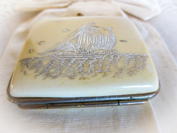 French Antique Coin Purse, Lucite with Sterling Silv… - Gem