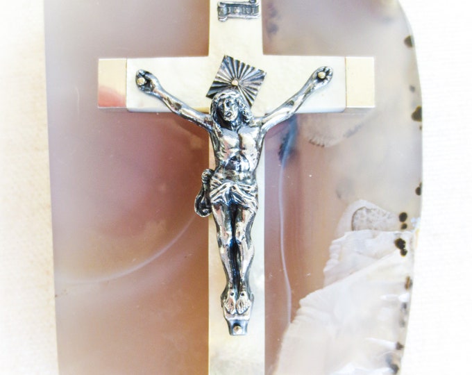 French Antique Mother of Pearl Sterling Cross - Very Large Pendant ...