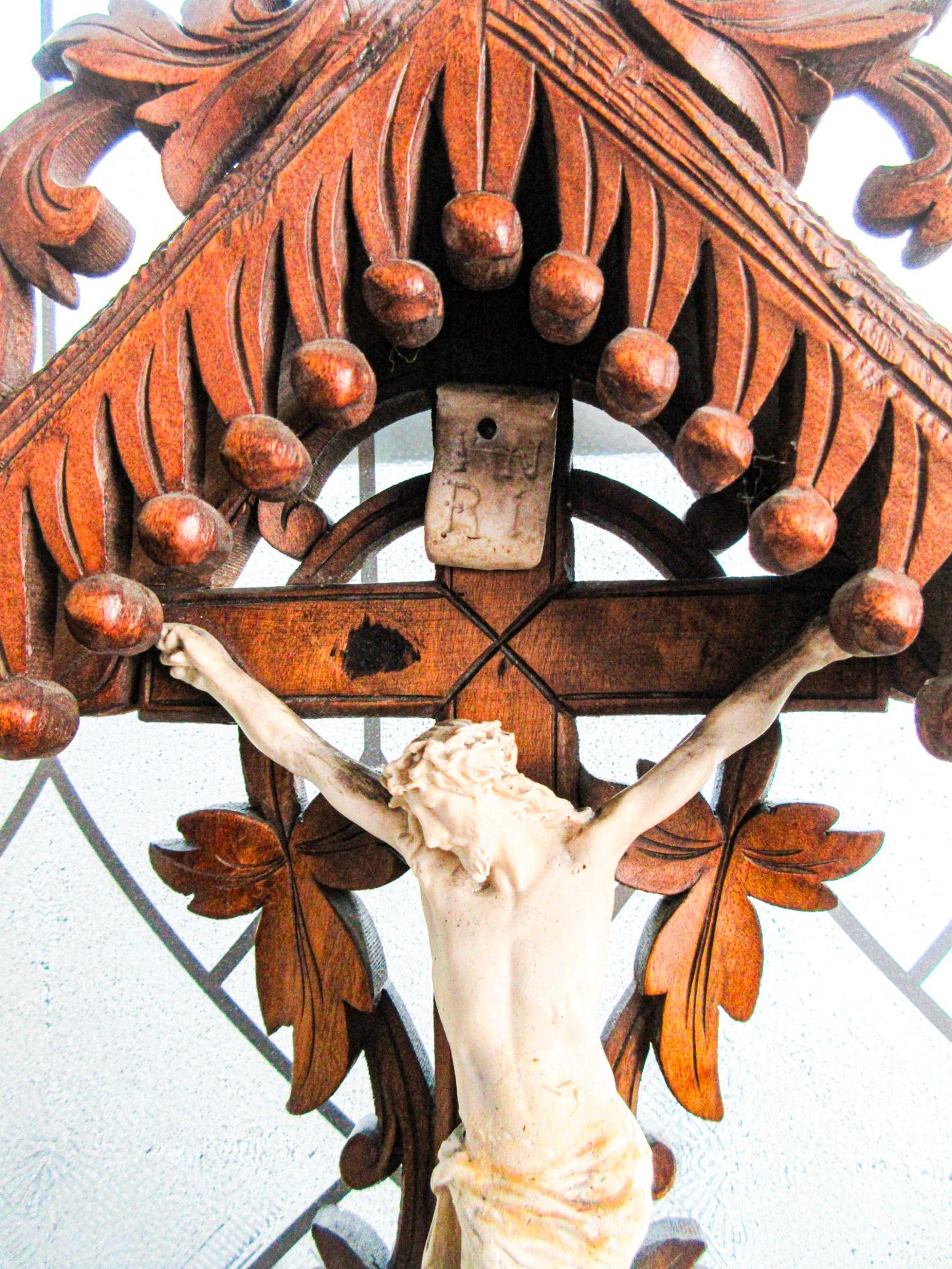 French Antique Wood Carved Cross: Gable Roof Jesus Crucifix - Etsy