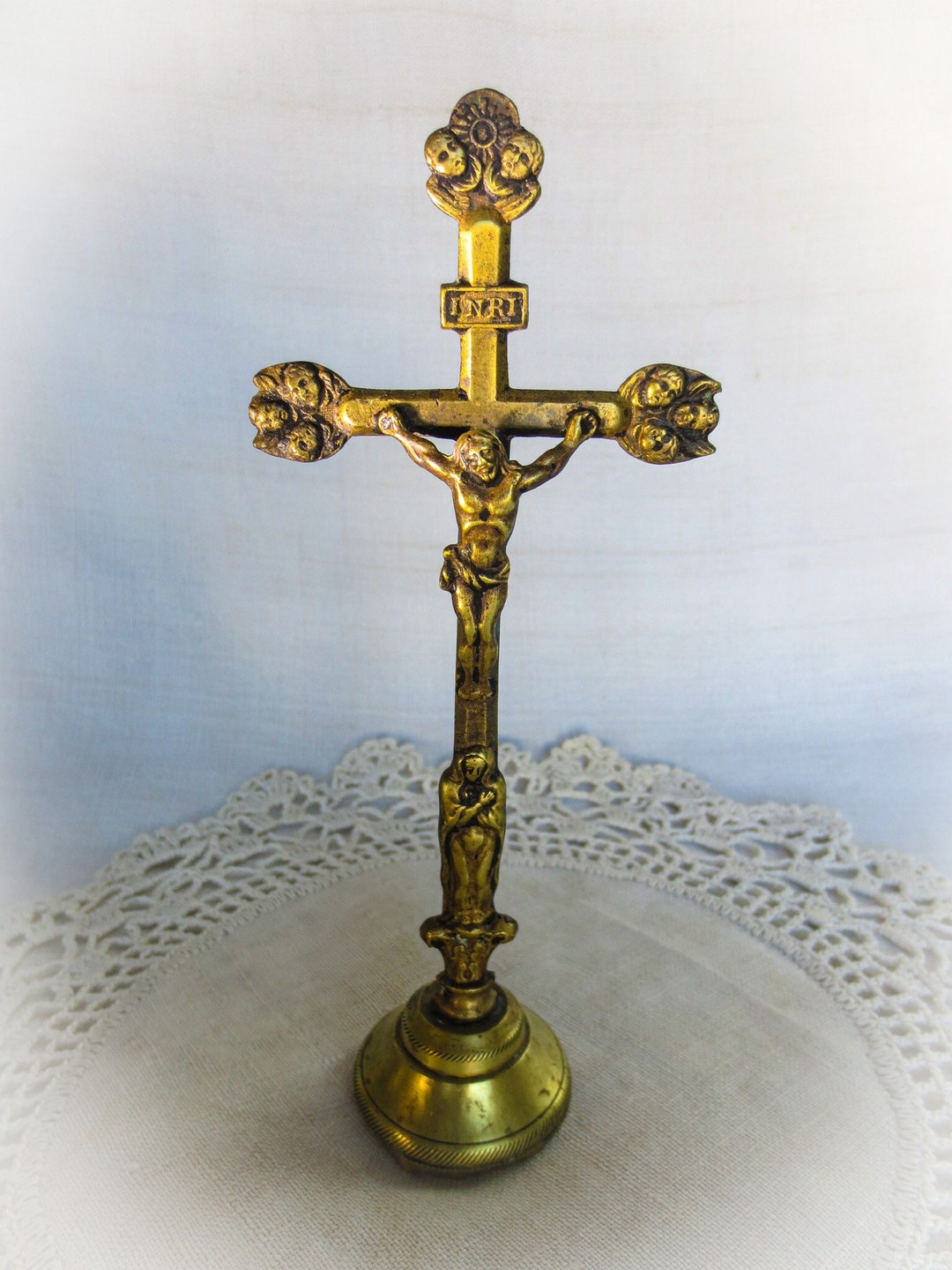 French Antique Brass Cross, Souvenir De La Mission, Hand Made, French ...