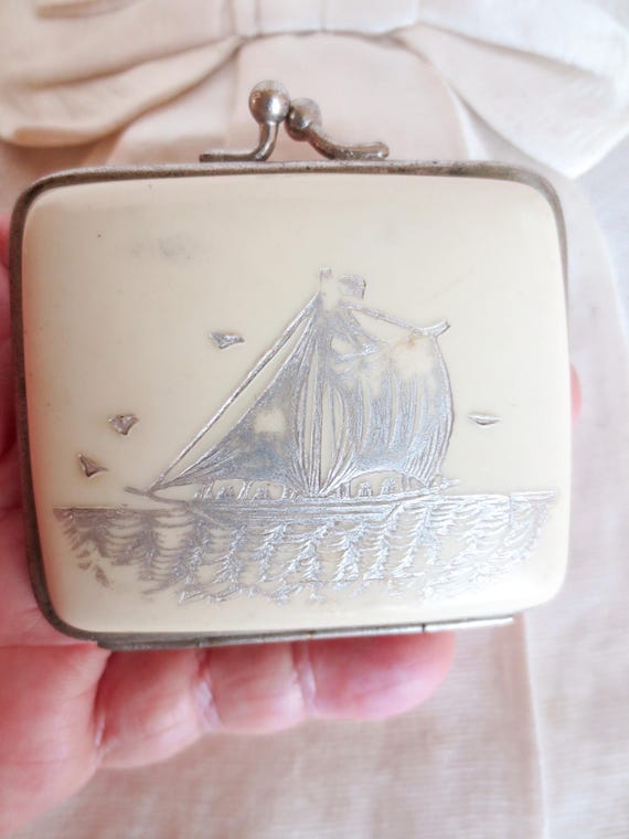 French Antique Coin Purse, Lucite with Sterling Silv… - Gem