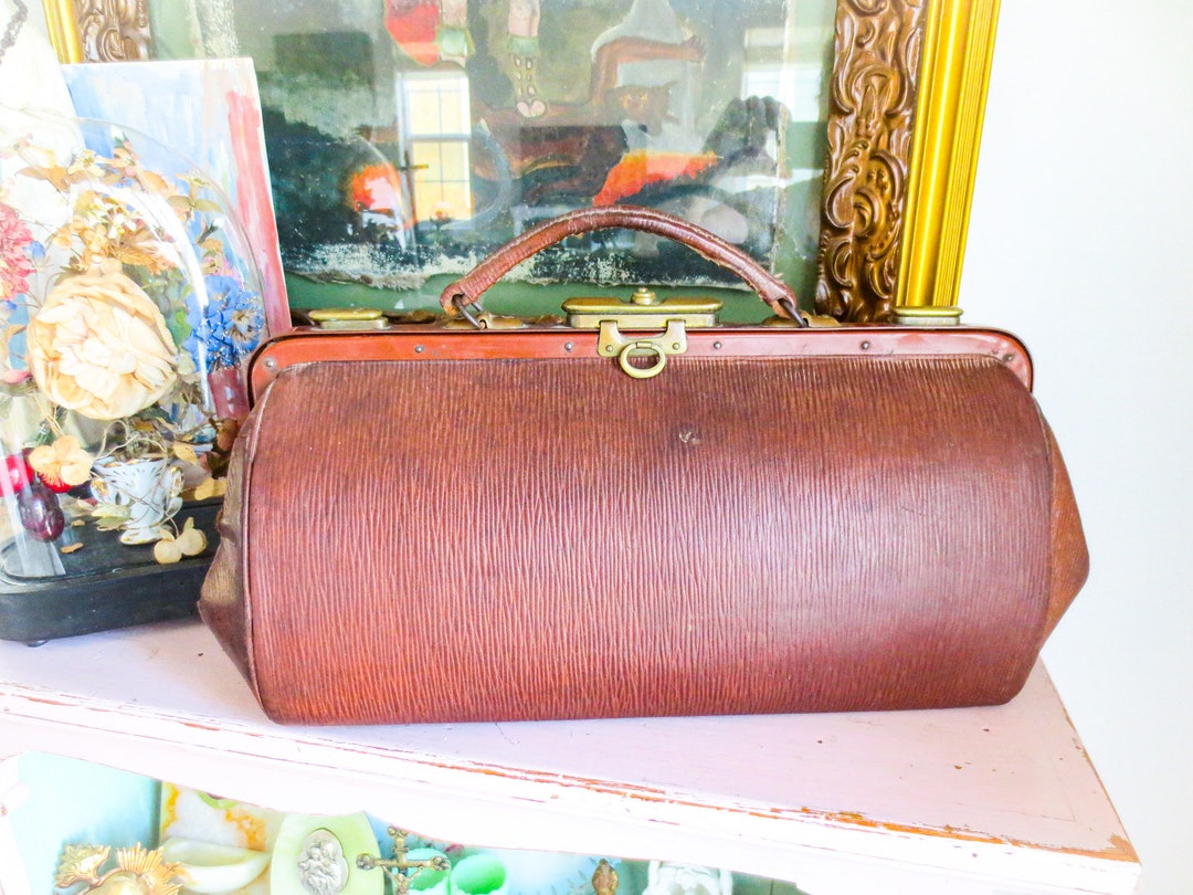 Doctor's Bag, French Antique, Physician Satchel, Leather Handbag ...