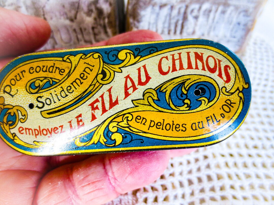 French Thread Tin, Small Tin for Bobbins, French Antique Tin, French ...
