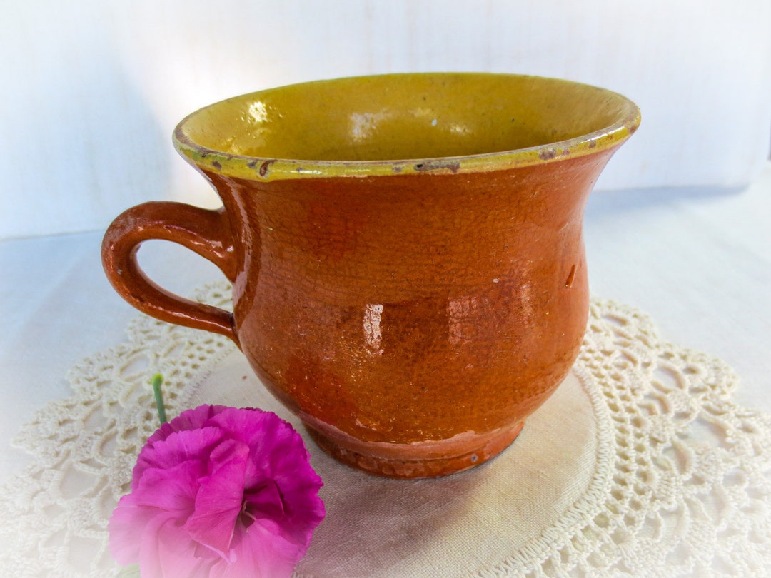 French Antique Yellow Ware Pitcher, Glazed Earthenware Pot, as Is - Etsy