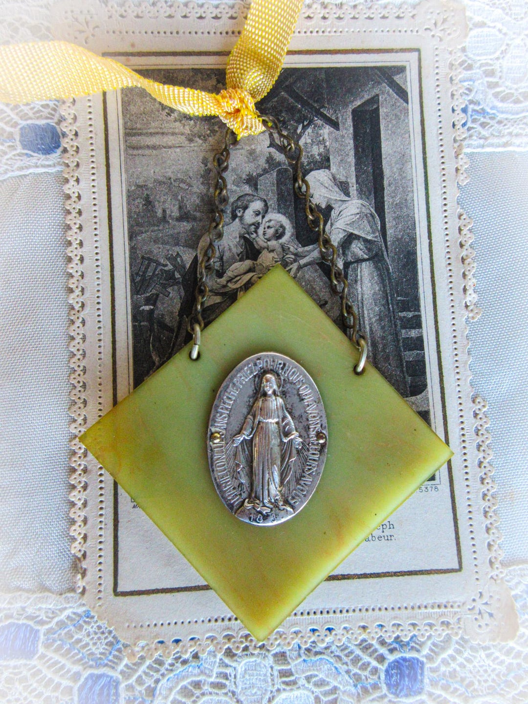 Antique French Virgin Mary Crib Medallion: Baby Guardian Angel Medal - Etsy