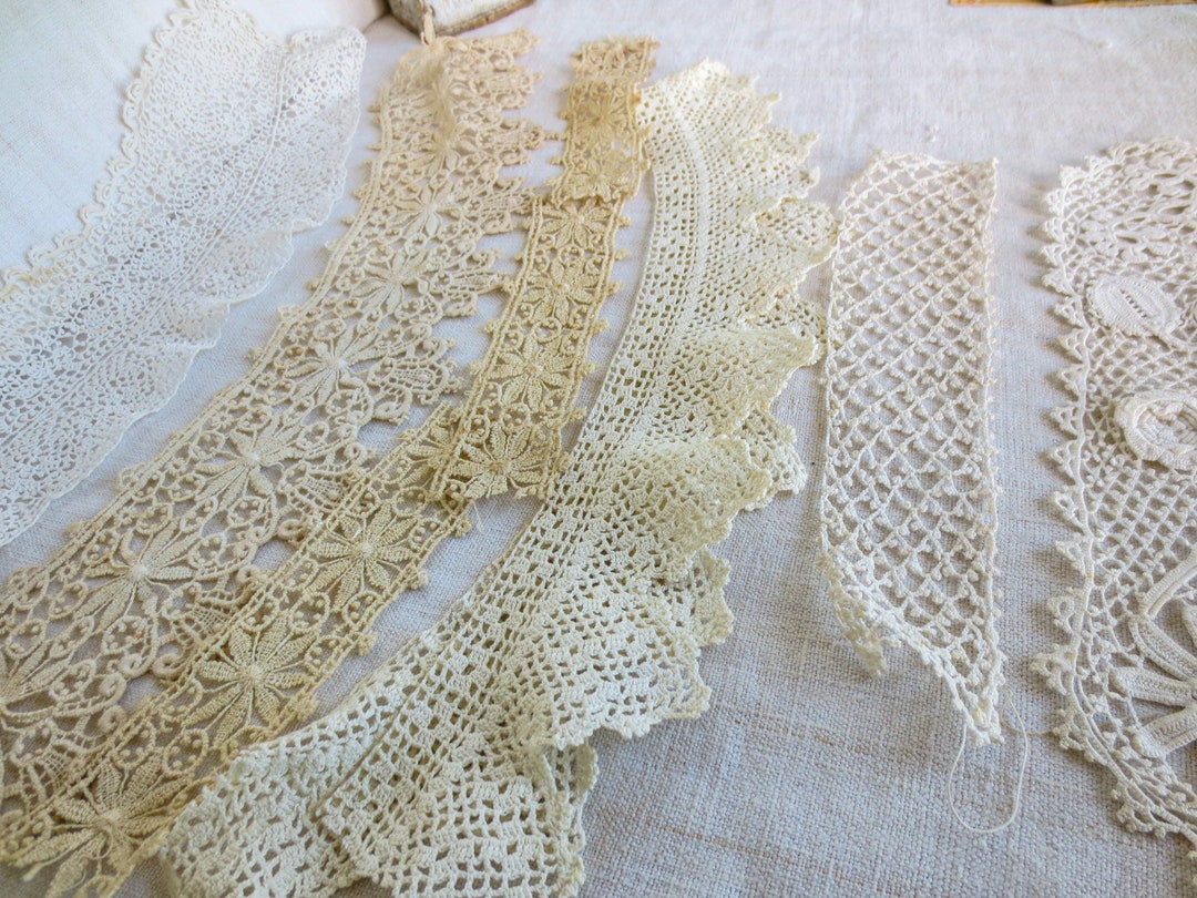 Antique French Lace Collar Lot, Bobbin and Knotted Lace - Etsy
