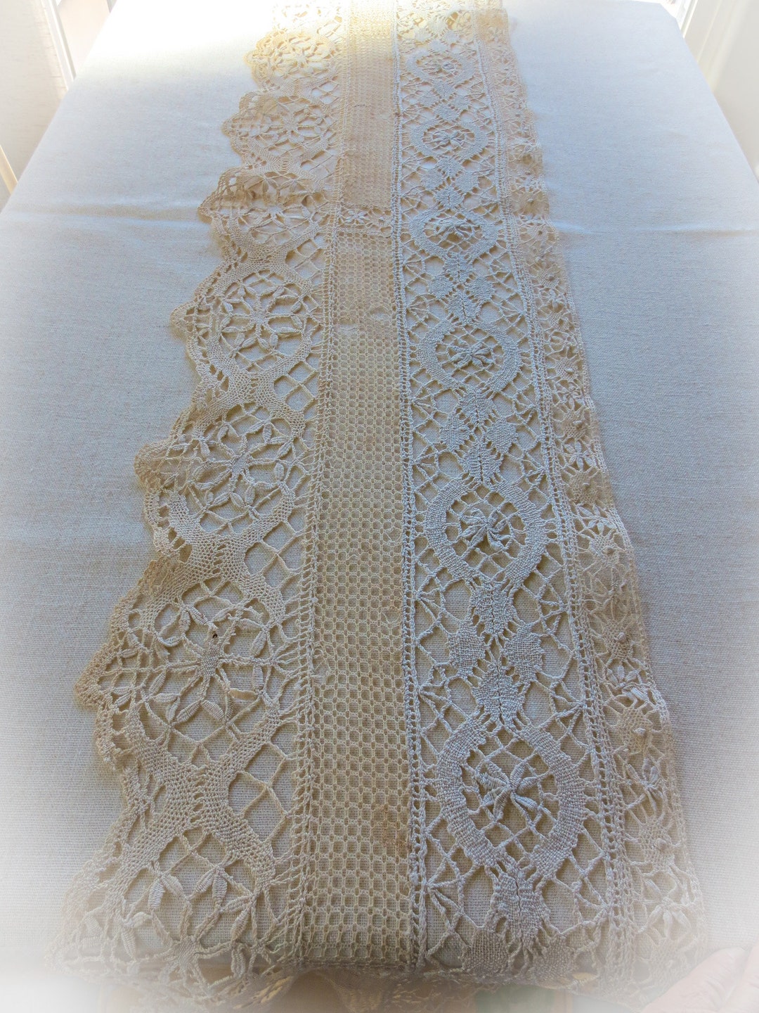 Antique Lace and Linen Tablecloth Formal Tablecloth - Etsy