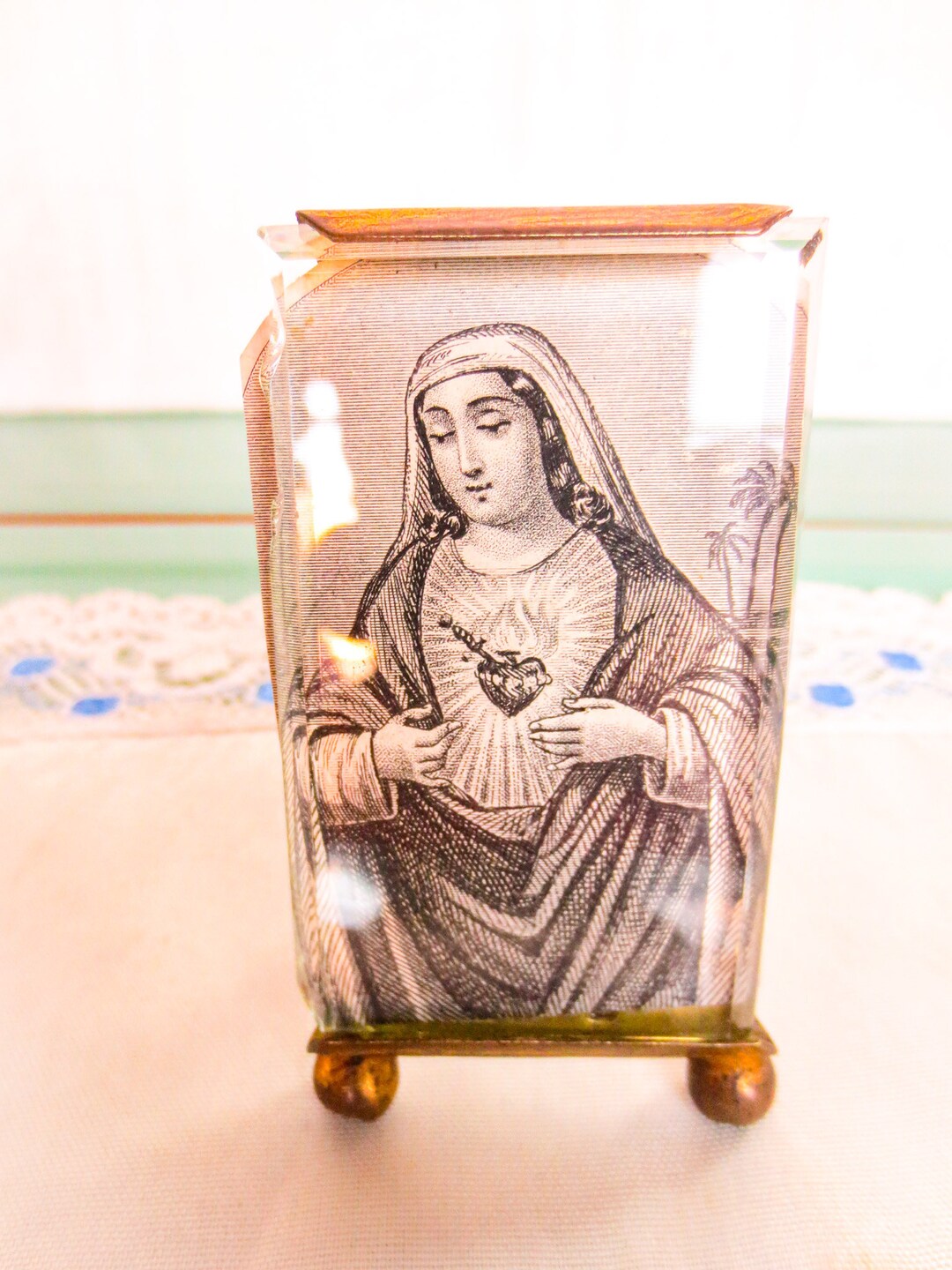 Little French Glass Easel Frame, Thick Bevel Glass, Ormolu Frame ...