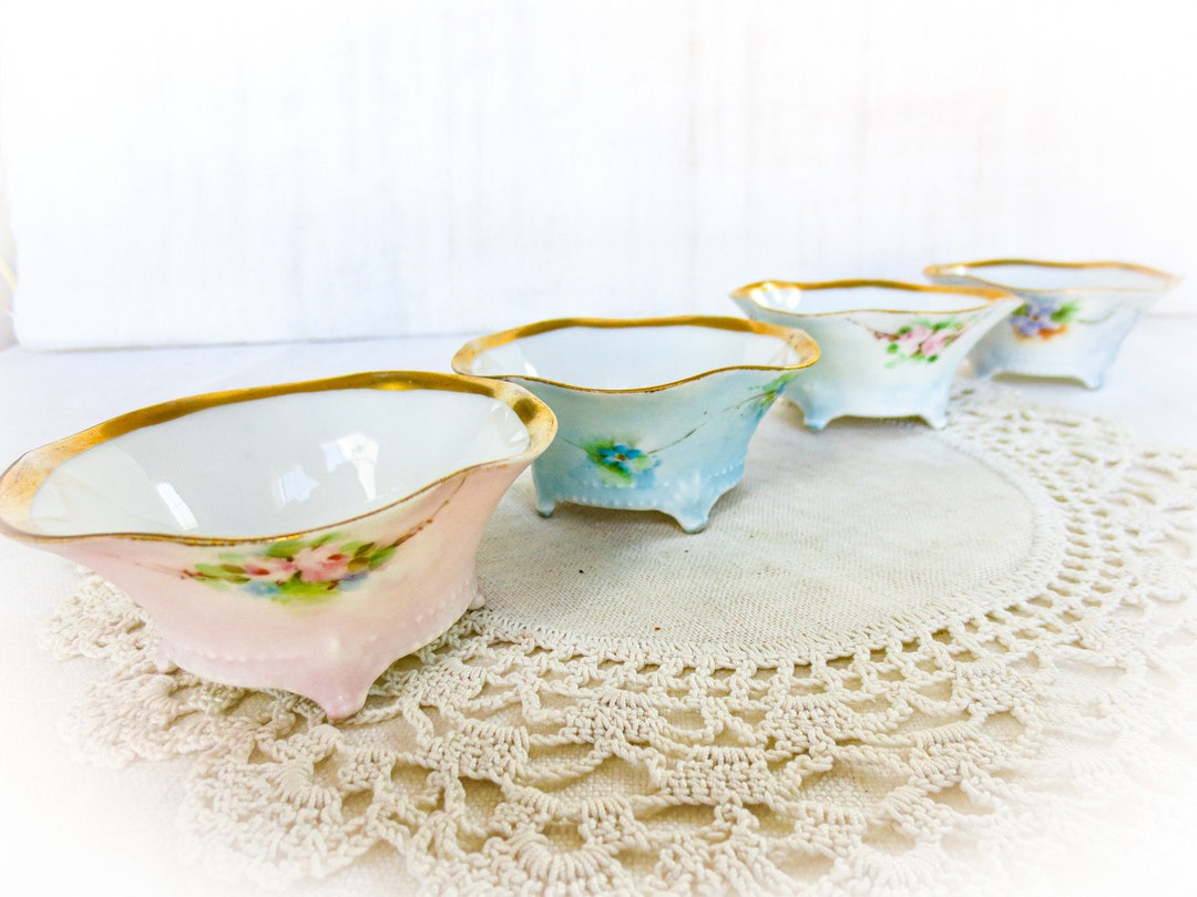 Four Salt Cellars, RS Prussia, German Porcelain Little Dishes, Hand ...