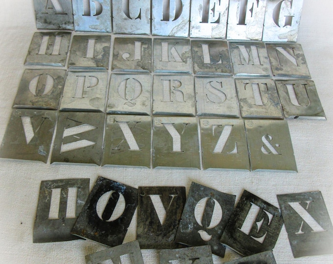 Antique French Alphabet Stencil Set: 36 Letter Stamps (40mm, 3.25" Tall ...
