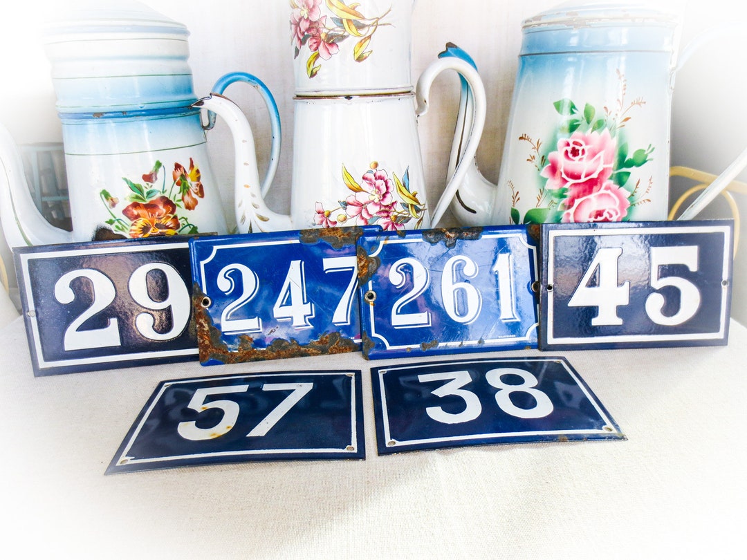 Antique Enamel Numbers From France- Blue Enamel House Numbers, French ...