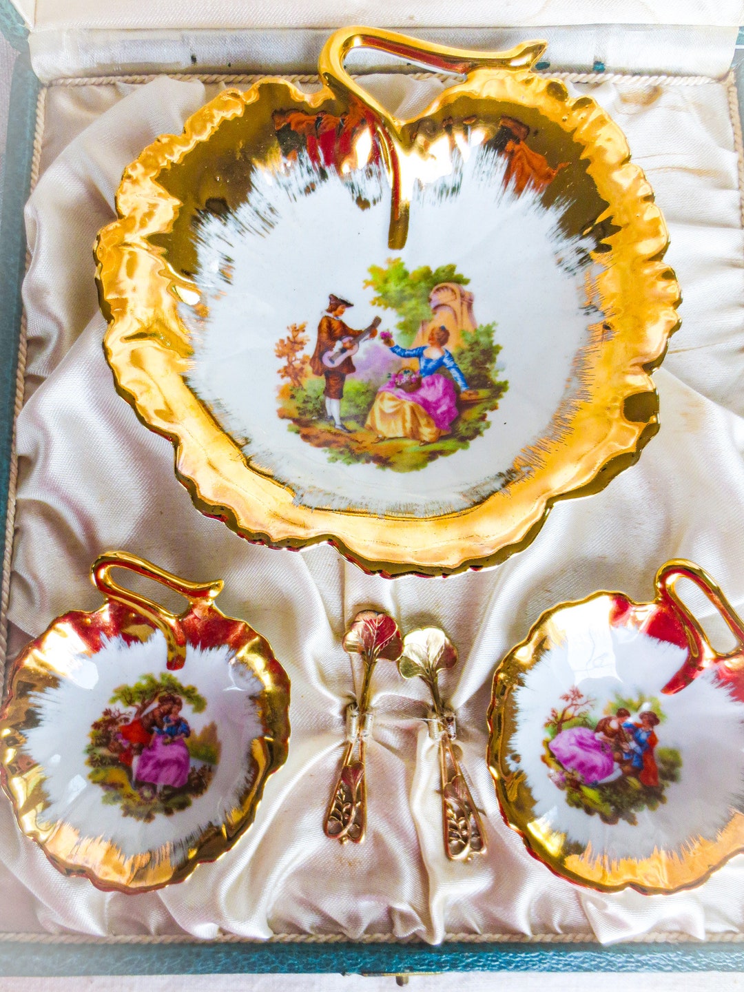 Limoges Porcelain Three Piece Serving Set With Little Serving Spoons ...