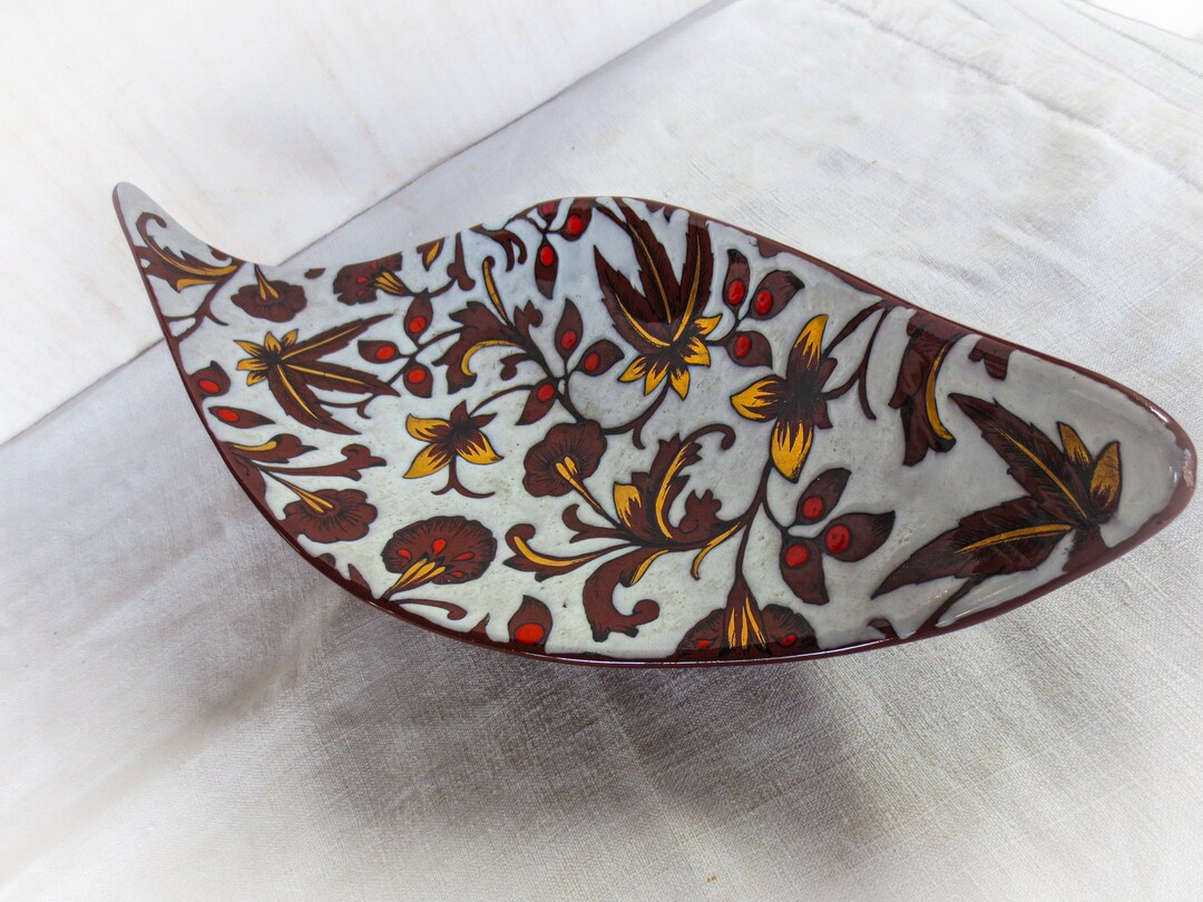 French Mid Century Centerpiece Dish, Longwy, Enameled Porcelain, Lg ...