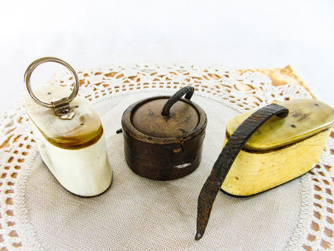 French Snuff Boxes, Horn, Wood, 1900s, Antique Tobacco Cases, Hand ...