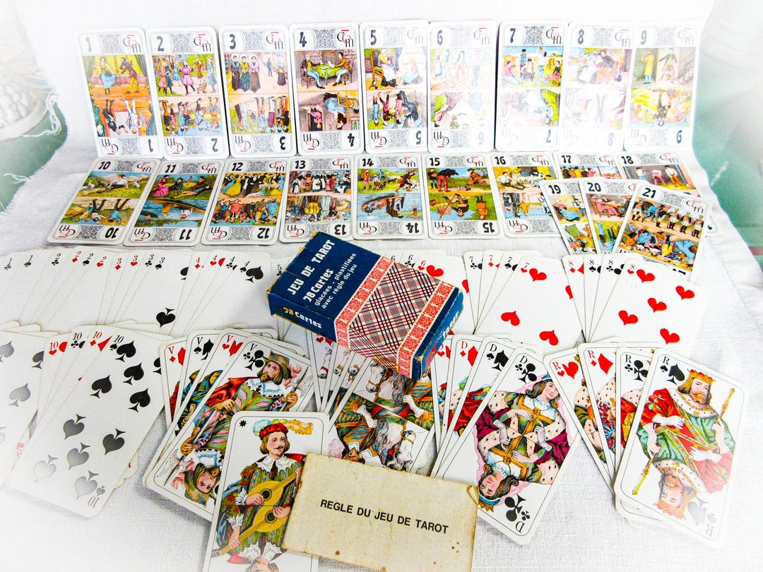 French Vintage Tarot Cards, Complete Set of 78 Antique Cards, by La ...