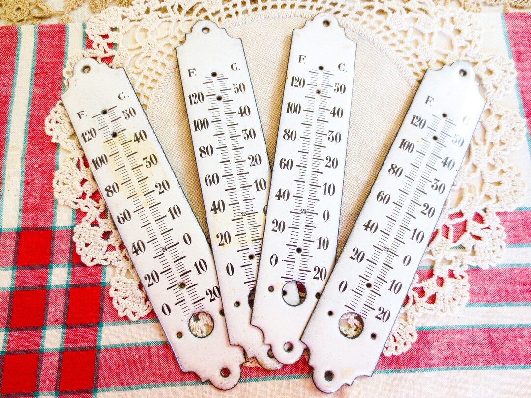 Vintage Enamel Thermometer Plate, New Old Stock, Fahrenheit and Celsius ...