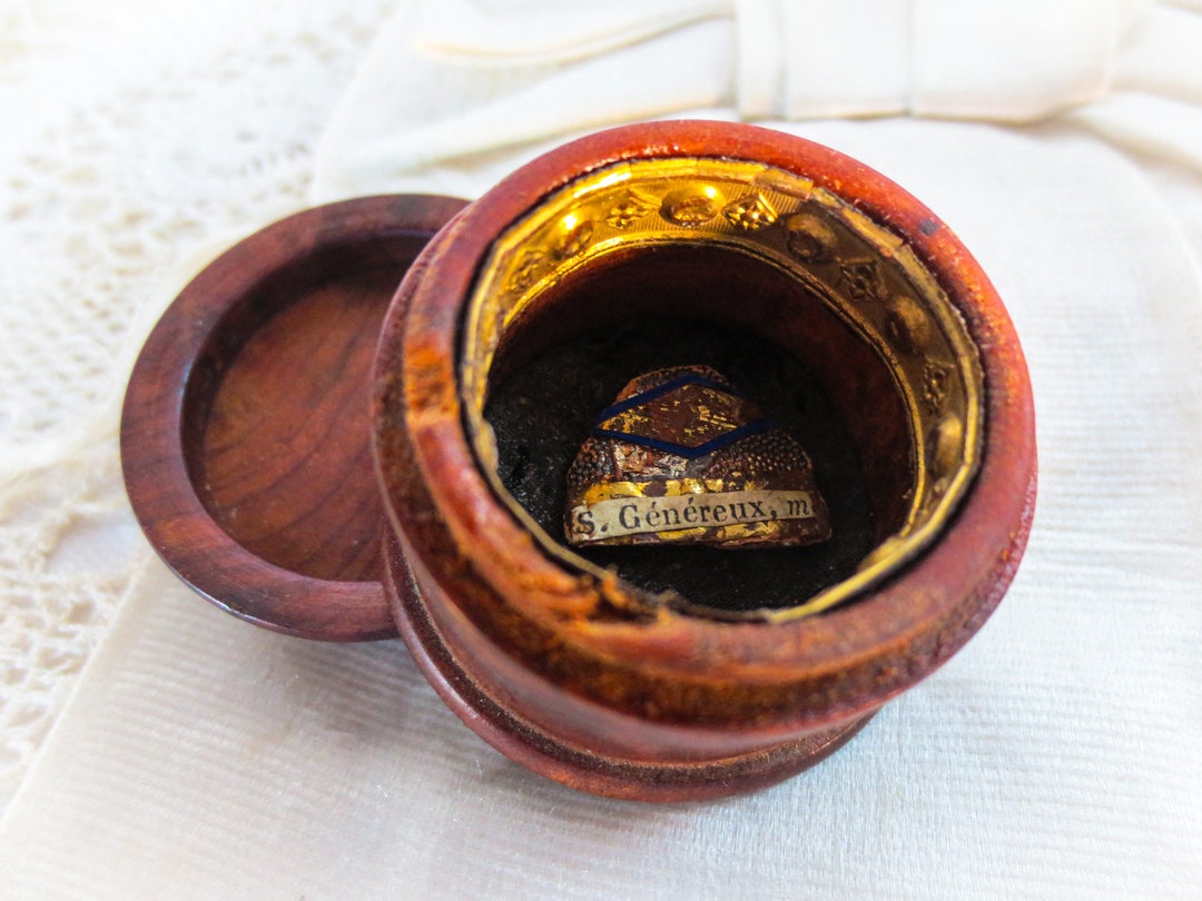 French Antique Reliquary Saint Genereux, Martyr, Little Wooden Box With ...