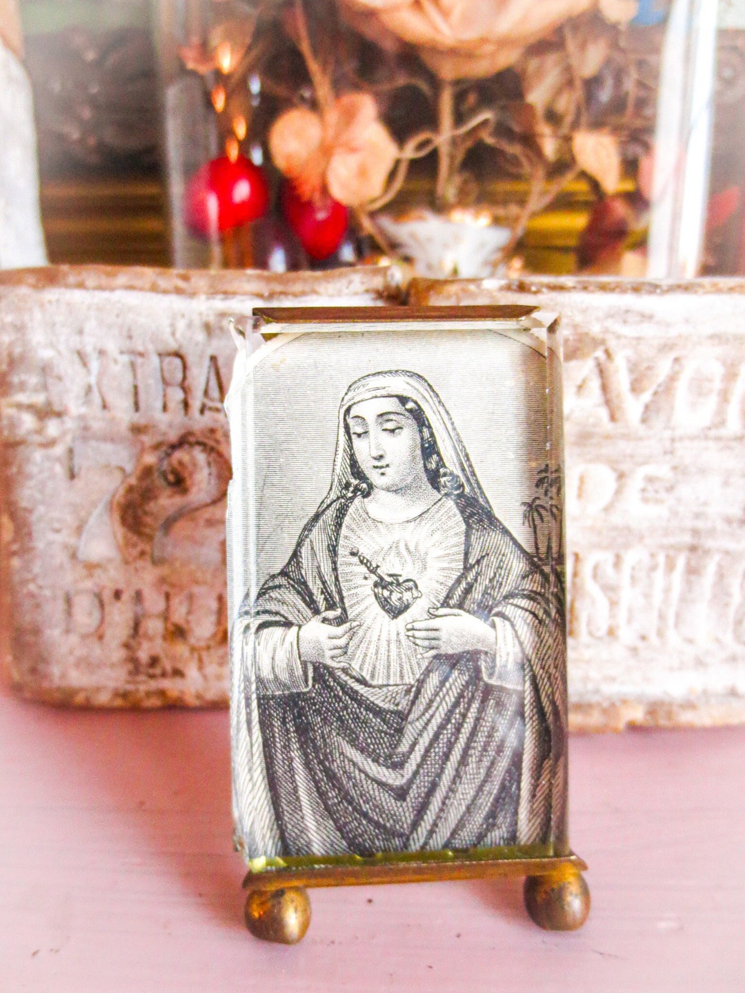 Little French Glass Easel Frame Thick Bevel Glass Ormolu - Etsy