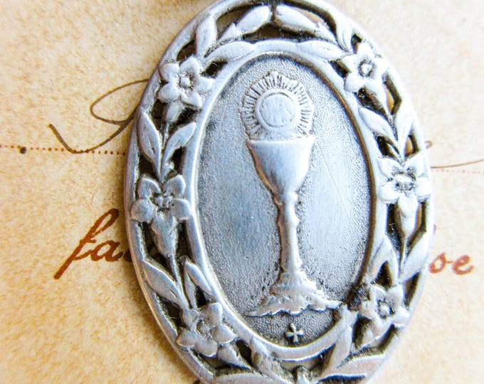 French Antique First Holy Communion Medal, Pure Sterling Silver, 925 ...