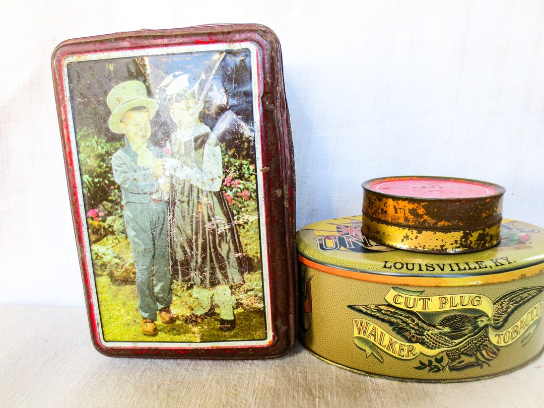 Antique French Tin Boxes - Lot of 3 - Tobacco, Romance, Pill Tins - Etsy