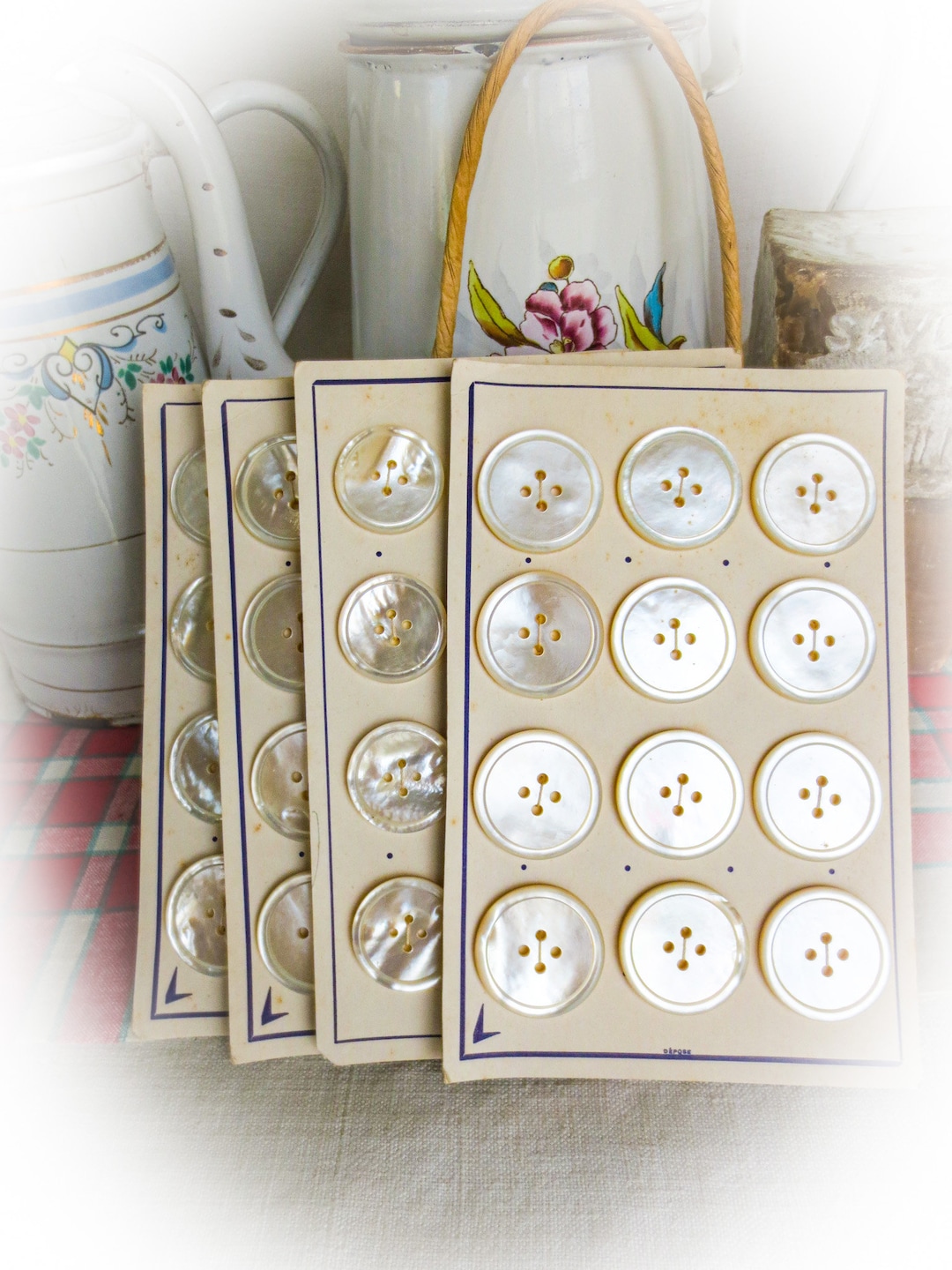 Antique Mother of Pearl Button Card: Depose, Made in France - Etsy