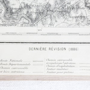 Map -brioude French Antique Pocket Map - Linen Backed - Dated 1885 by E ...
