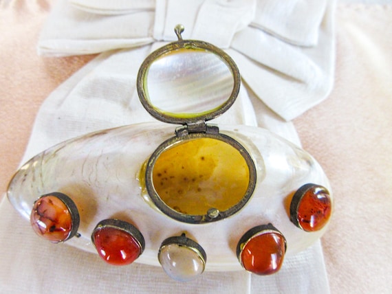 Antique Shell Snuff Box, Victorian Little Purse, Moth… - Gem