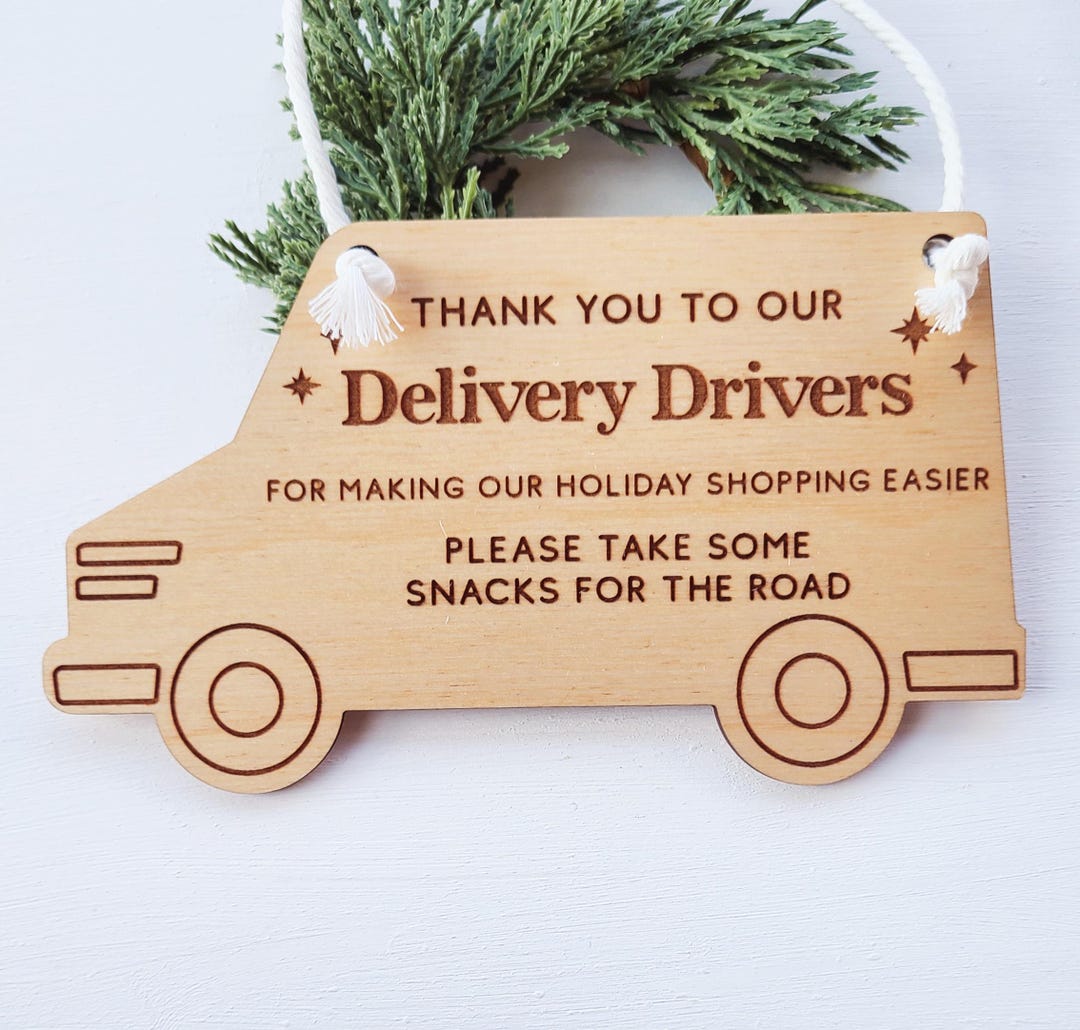 Holiday Delivery Driver Thank You Sign Doorknob Sign for Package Mail ...