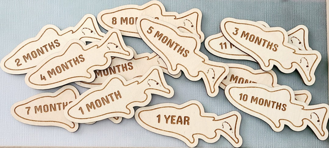 Fishing Monthly Milestone Markers Baby Shower Gift Fish Bass Photo Prop ...
