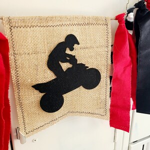 Four Wheeler Quad Racing Birthday Banner, High Chair Garland, Checkered ...