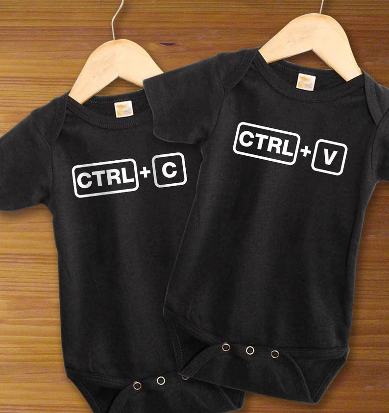 Control C Control V Copy Paste Twin Boys Girls Funny One Piece Baby ...